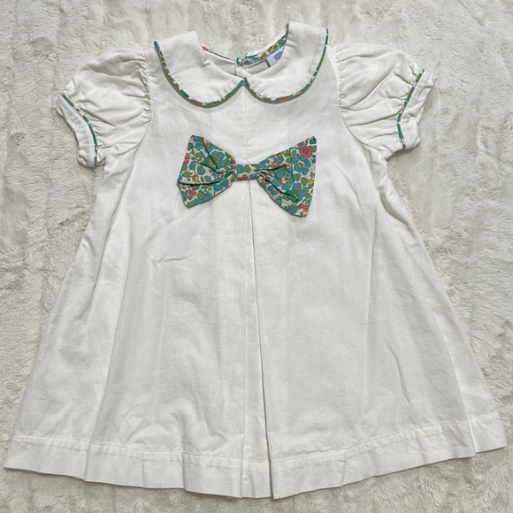 Dresses | Thread Heirloom Co White Cord Dress With Floral Bow And Trim ...